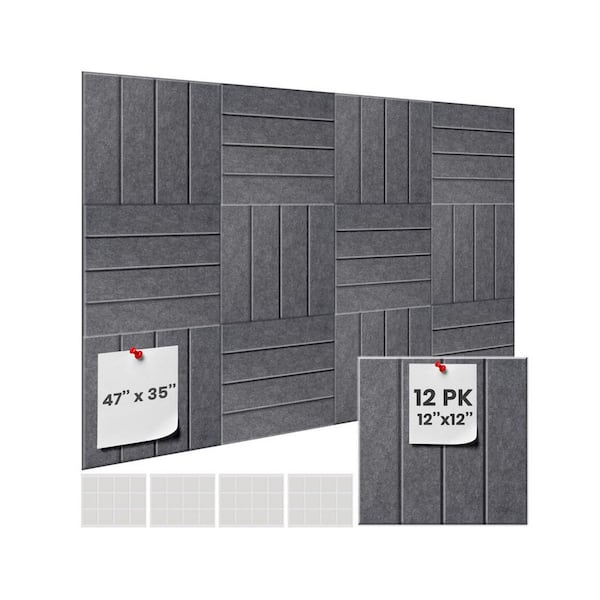 12 Pack 35 in. x 47 in. Grey Felt Framed Memo Board HDF1TKY872 - The ...