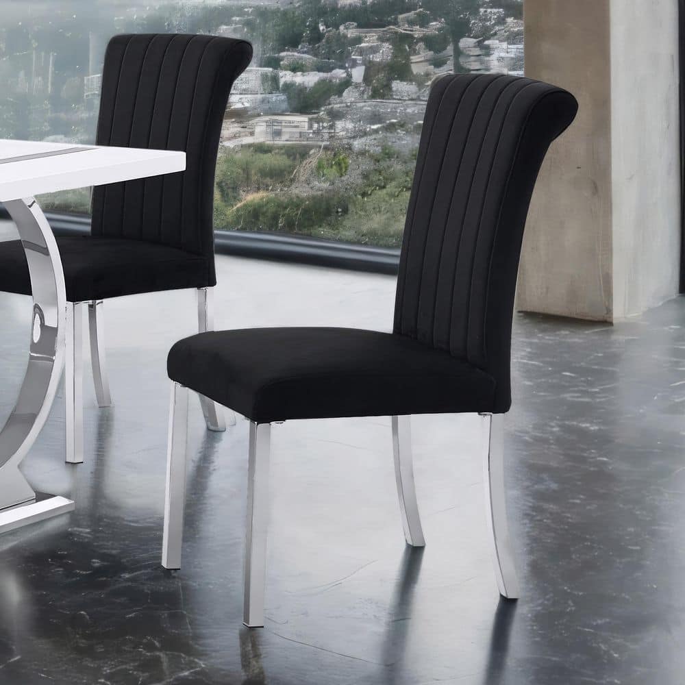 Furniture of America Kehla Silver/Black Glam Fabric Upholstered Dining ...