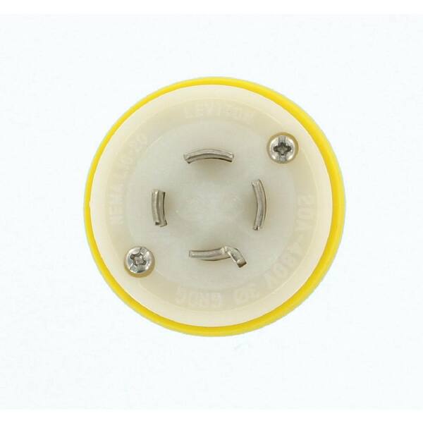 Leviton 20 Amp 480-Volt 3-Phase Wetguard Locking Grounding Plug, Yellow ...