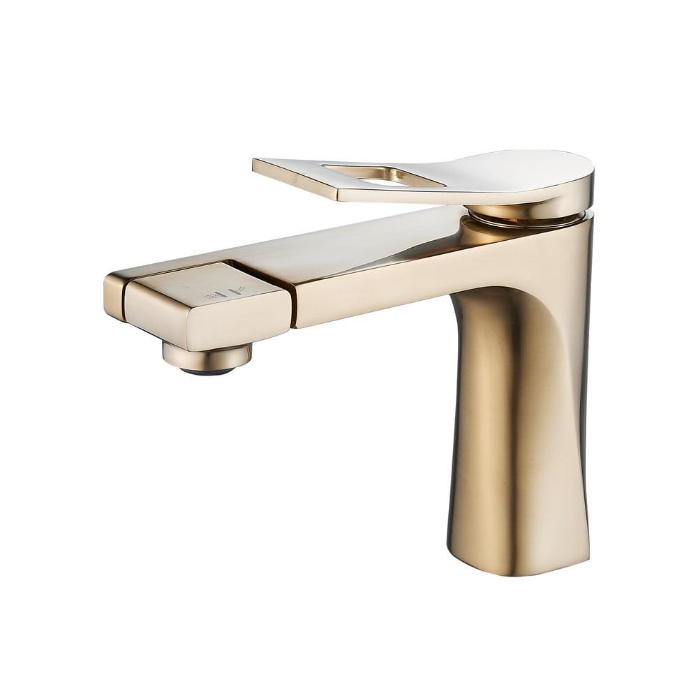 FORIOUS Single-Handle Single Hole Faucet Bathroom Faucet in Gold ...