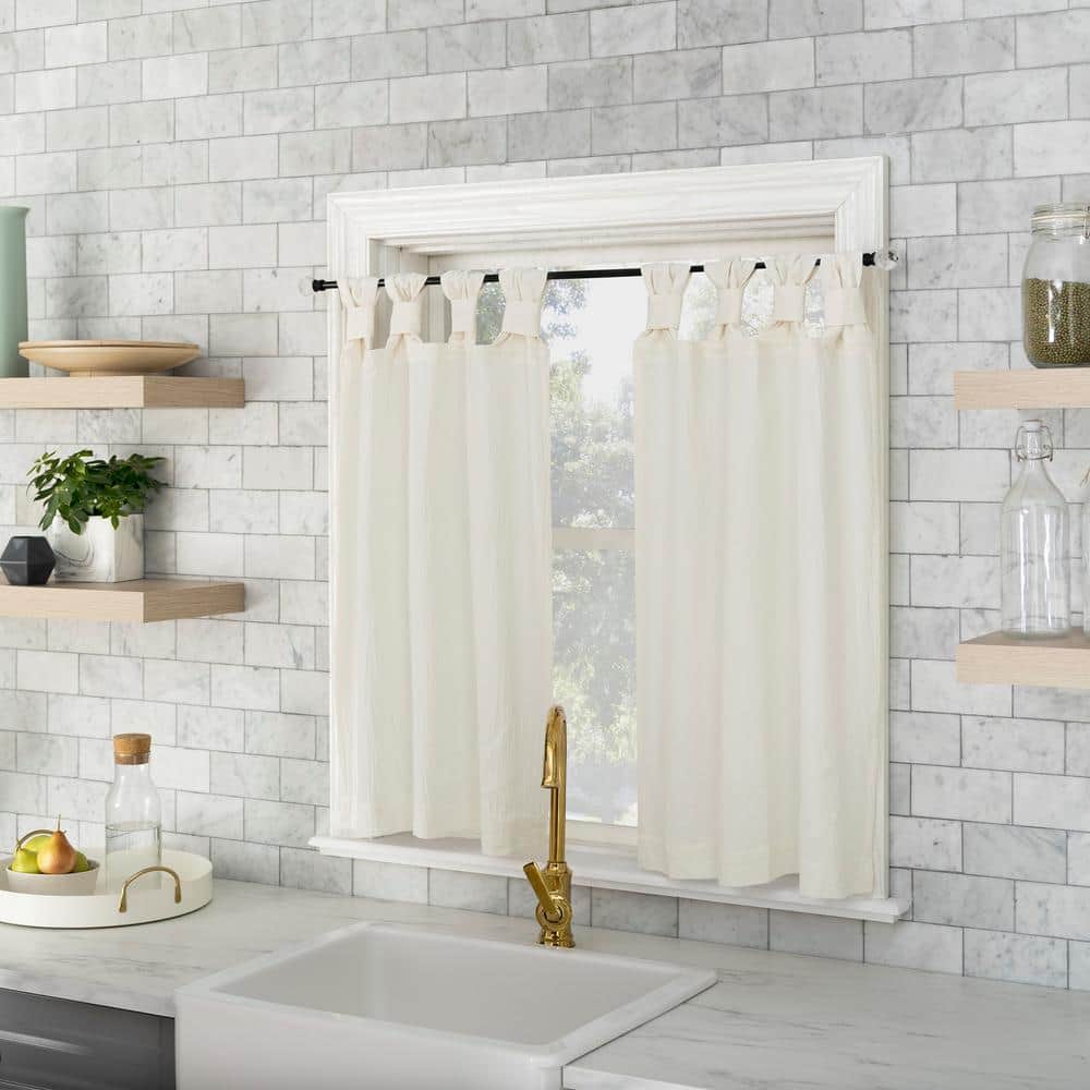 Sun Zero Sarro Washed Cotton Ivory Cotton 52 in. W x 45 in. L Tab Top ...