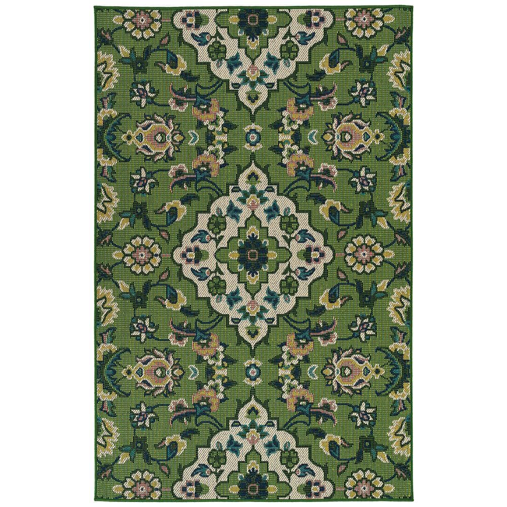 Kaleen Lee Boulevard Collection Green 4 ft. x 6 ft. Oriental Indoor ...