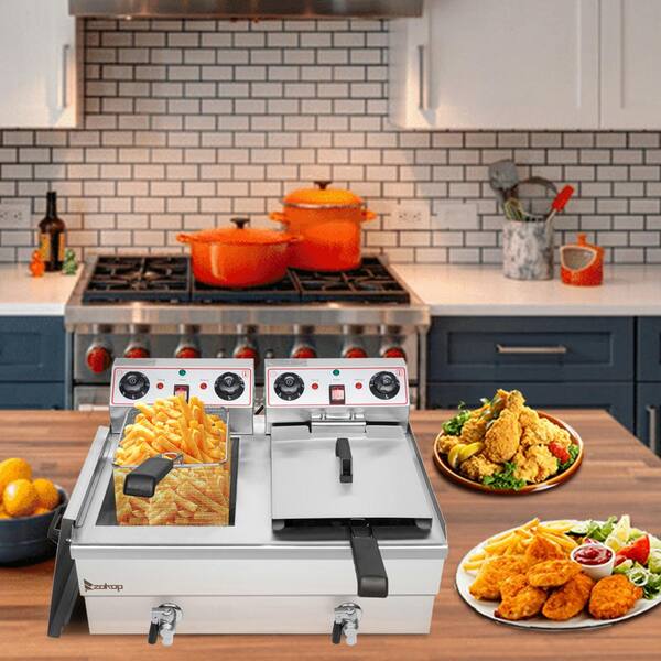 Karl home 16.9 qt. Stainless Steel Single Tank Deep Fryer with Faucet 549650390319