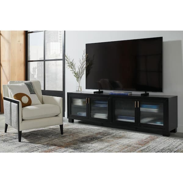 Signature DESIGN BY ASHLEY Winbardi Black TV Stand Fits TV's up to 98 ...