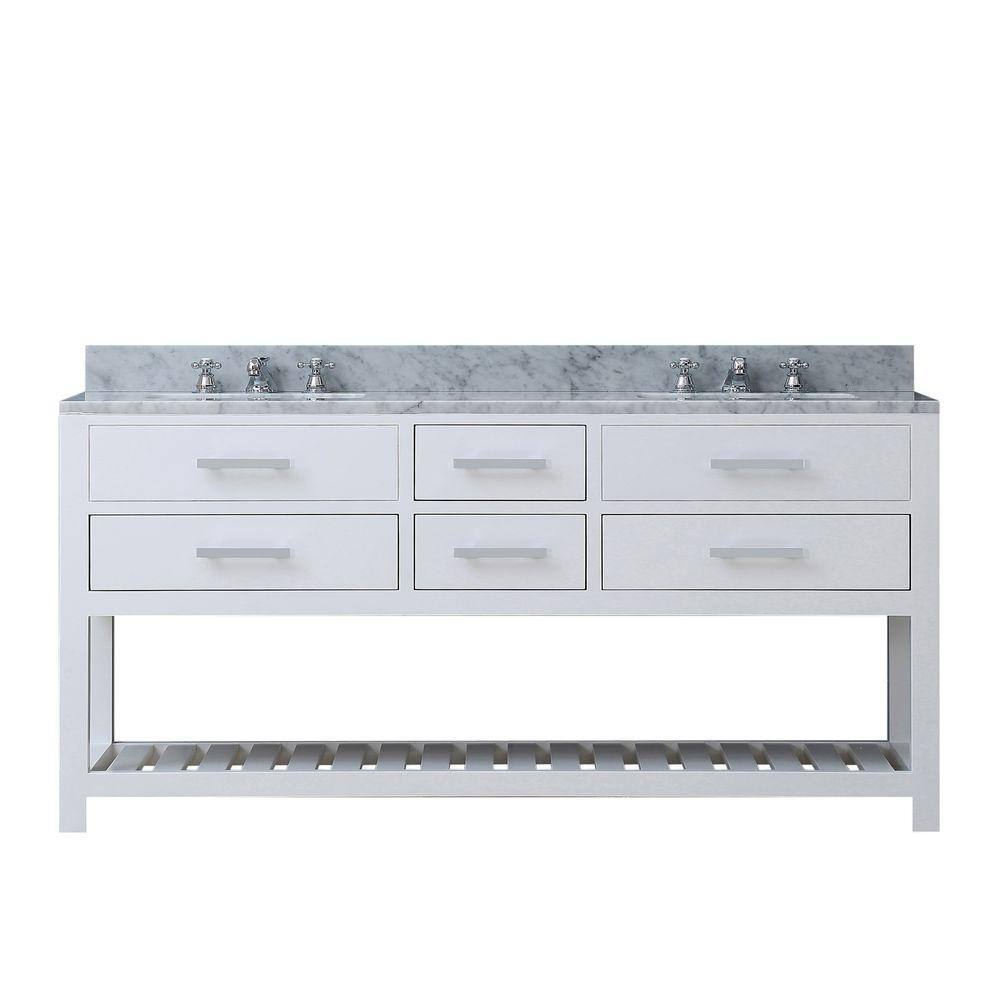 Water Creation 72 in. W x 21.5 in. D Vanity in White with Marble Vanity ...