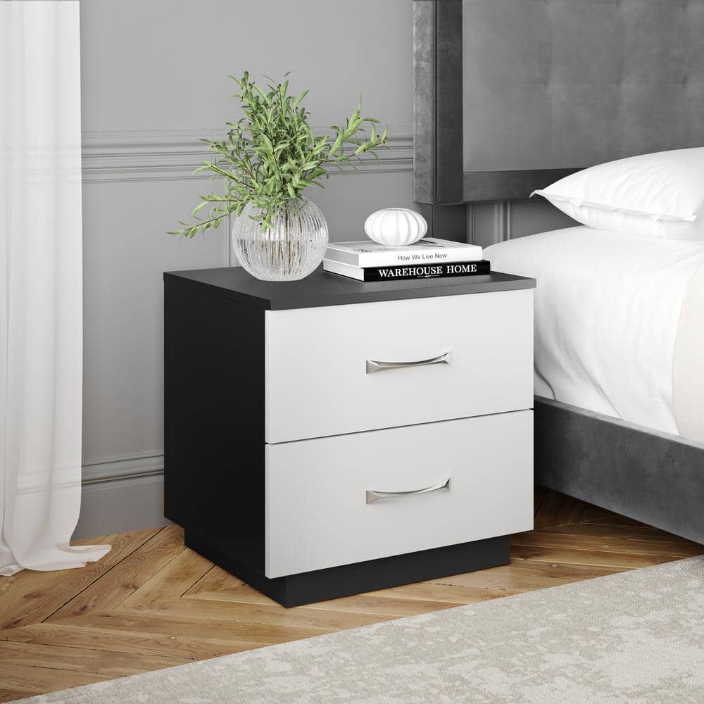 Boyd Sleep Hamilton 2 Drawer Nightstand White Black Left Side