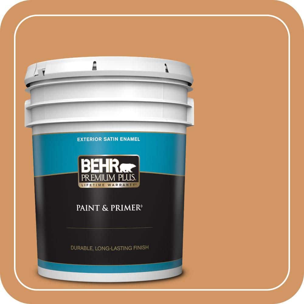 BEHR PREMIUM PLUS 5 gal. #280D-5 Glazed Pecan Satin Enamel Exterior ...