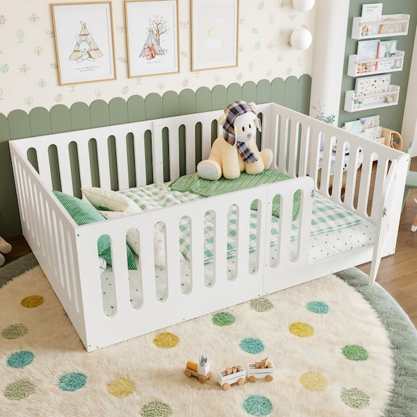 Reviews for Harper & Bright Designs Low-Profile White Full Size Wood ...