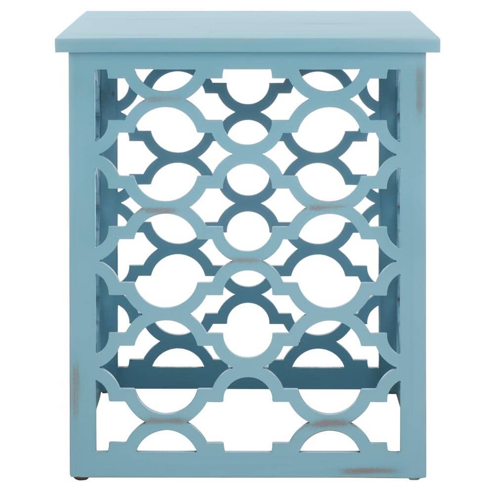 SAFAVIEH Lonny 18.8 in. Blue Square Wood End Table AMH1507F - The Home ...