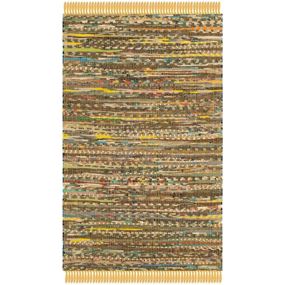 SAFAVIEH Rag Rug Yellow/Multi Doormat 3 ft. x 4 ft. Gradient Striped ...