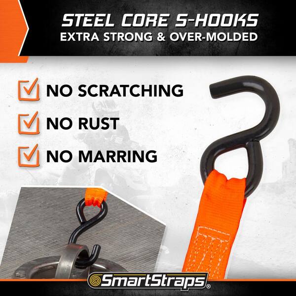 SmartStraps 10 ft. x 1.5 in. Orange Retractable Ratchet Tie Down Straps ...