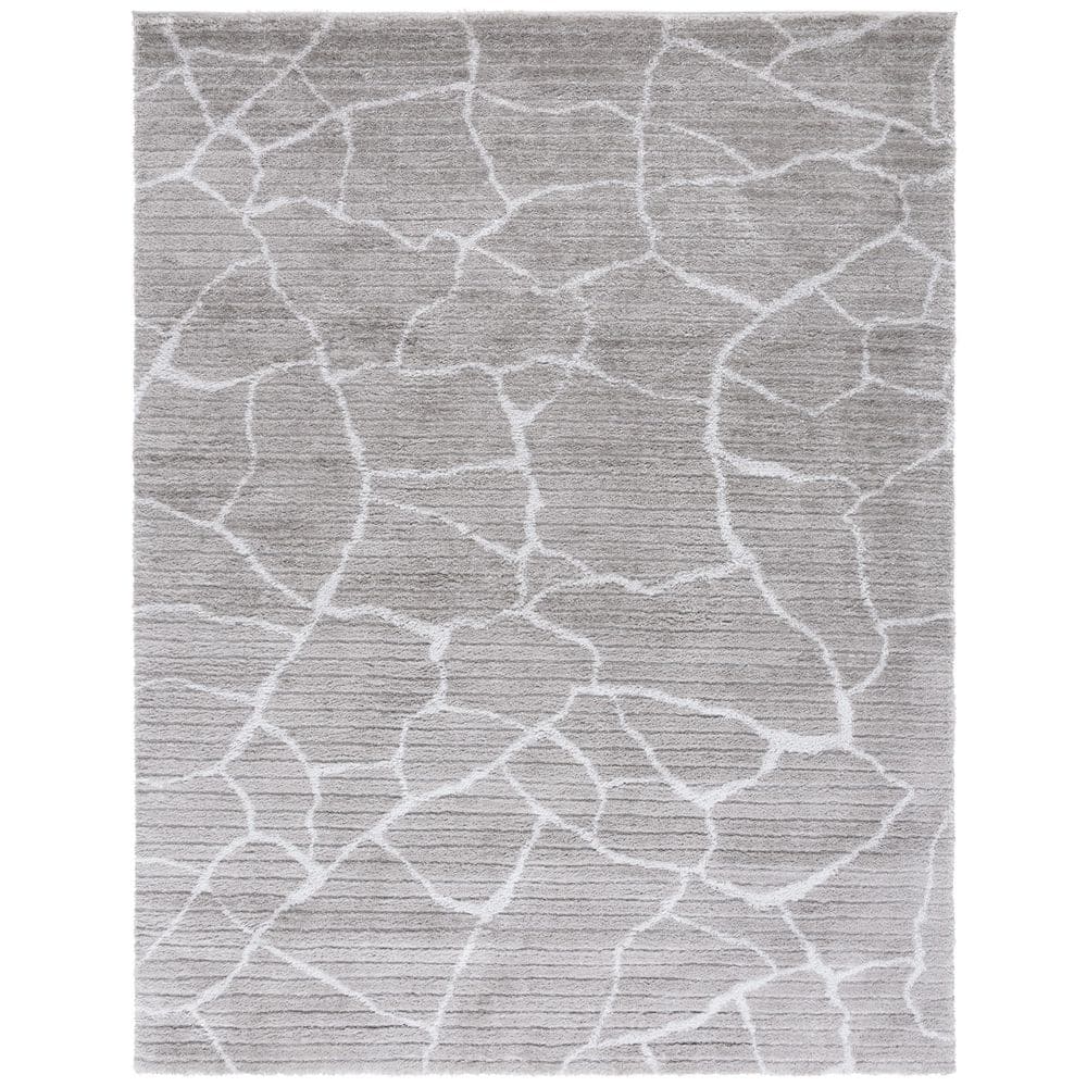 SAFAVIEH Tahoe Shag 9 ft. x 12 ft. Gray/Ivory Cracked Stone Area Rug ...