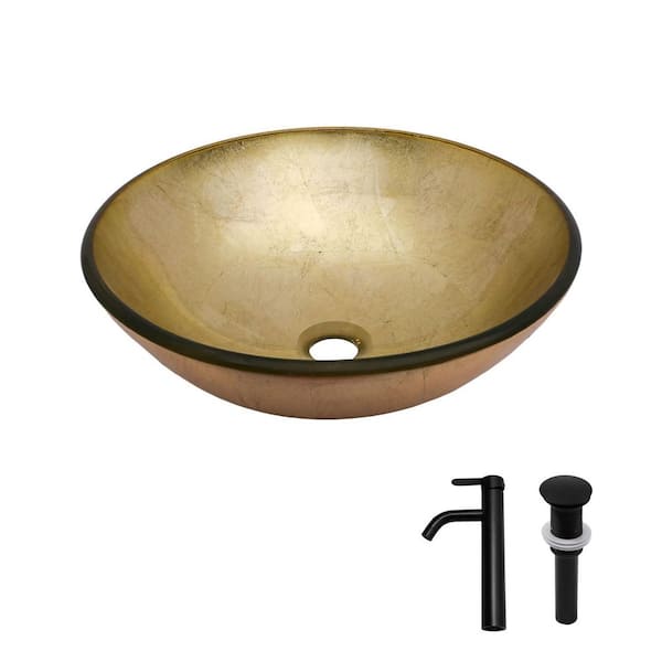 Tatahance 16.5 in. Round Vessel Bathroom Sink in Elegant Green Marble ...