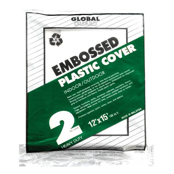 Premier 12 ft. x 15 ft. 2 mil Embossed Plastic Drop Cloth (24-Pack ...