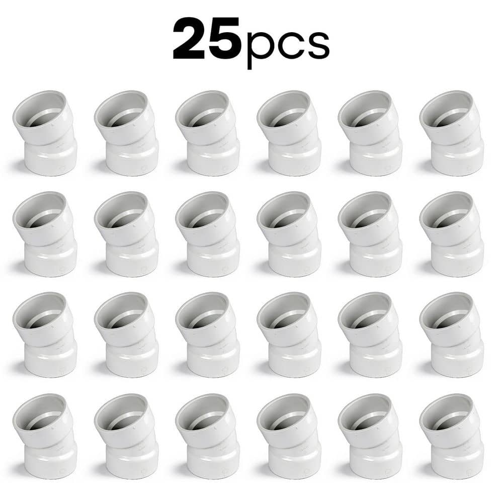 PLUMBFLEX 2 in. White Rigid PVC DWV 1/16 Bend 22.5° Elbow, 0.27 ft ...
