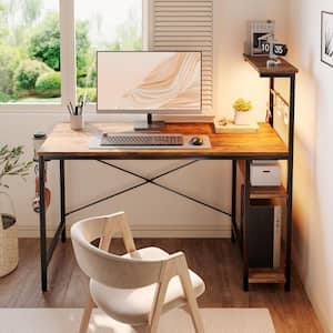 Outopee 24 in. W Retangular Brown Computer Desk with Wheel 941228127813 ...