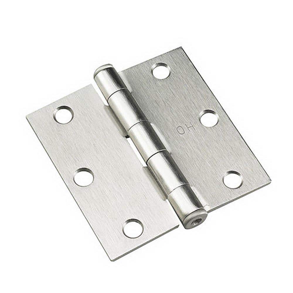 Onward 3 in. x 3 in. Brushed Nickel Full Mortise Butt Hinge with ...