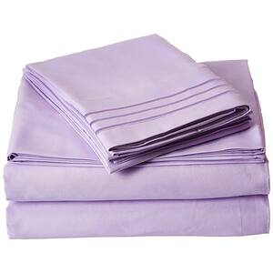 Elegant Comfort 5-Piece White Solid Microfiber King - Split Sheet Set ...