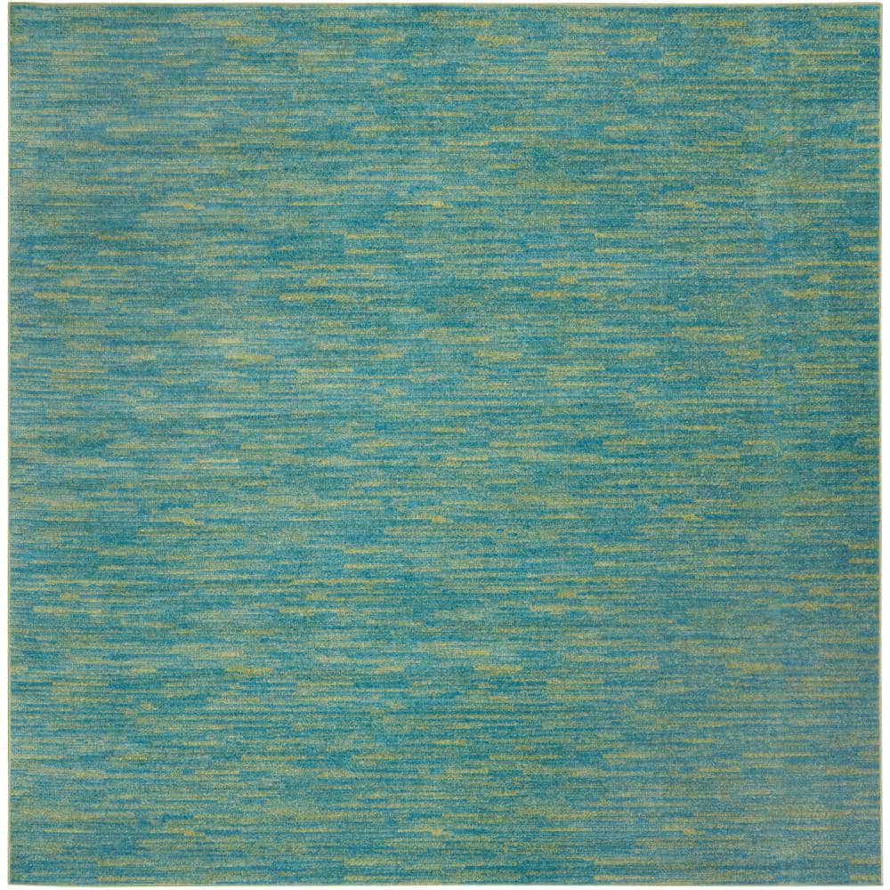 Nourison Essentials 9 ft. x 9 ft. Blue Green Square Solid Indoor ...