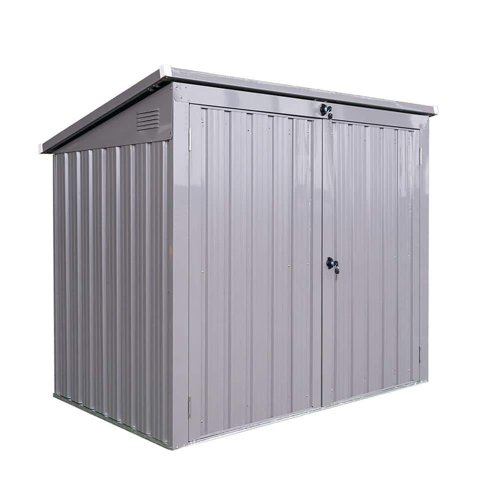 Misopily 5 ft. W x 4 ft. D Galvanized Steel Metal Storage Shed Lockable ...