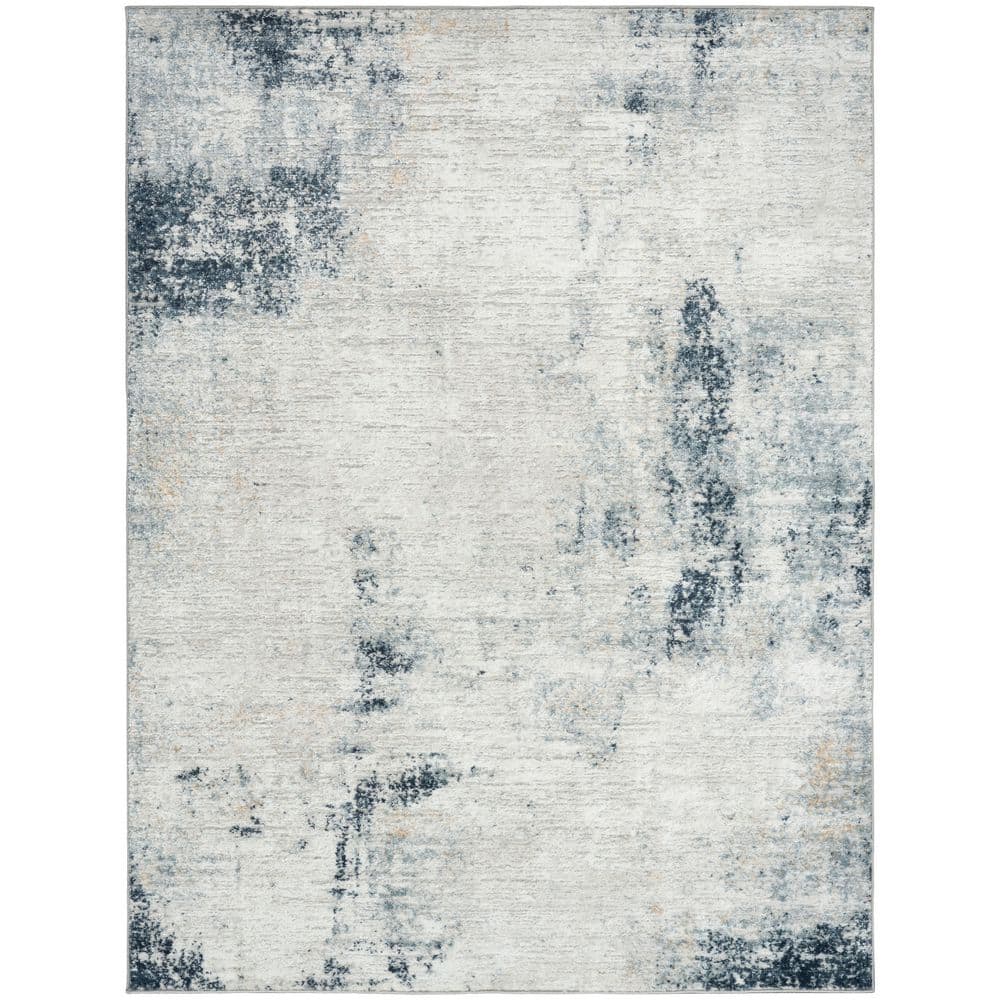 Nourison Dekor Grey Navy 5 ft. x 7 ft. Abstract Contemporary Area Rug ...