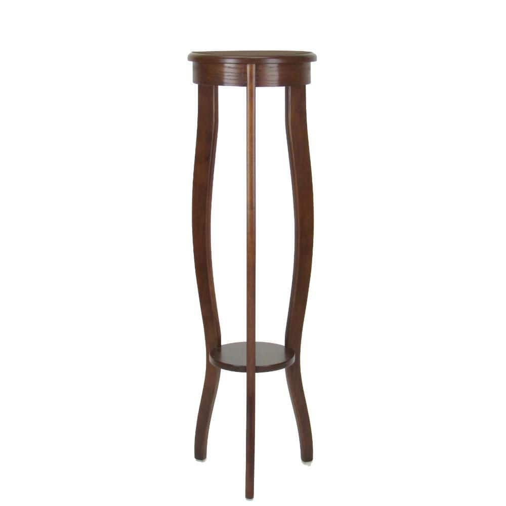Benjara Brown Rectangular Wooden 11.5 in Pedestal Stand with Open ...