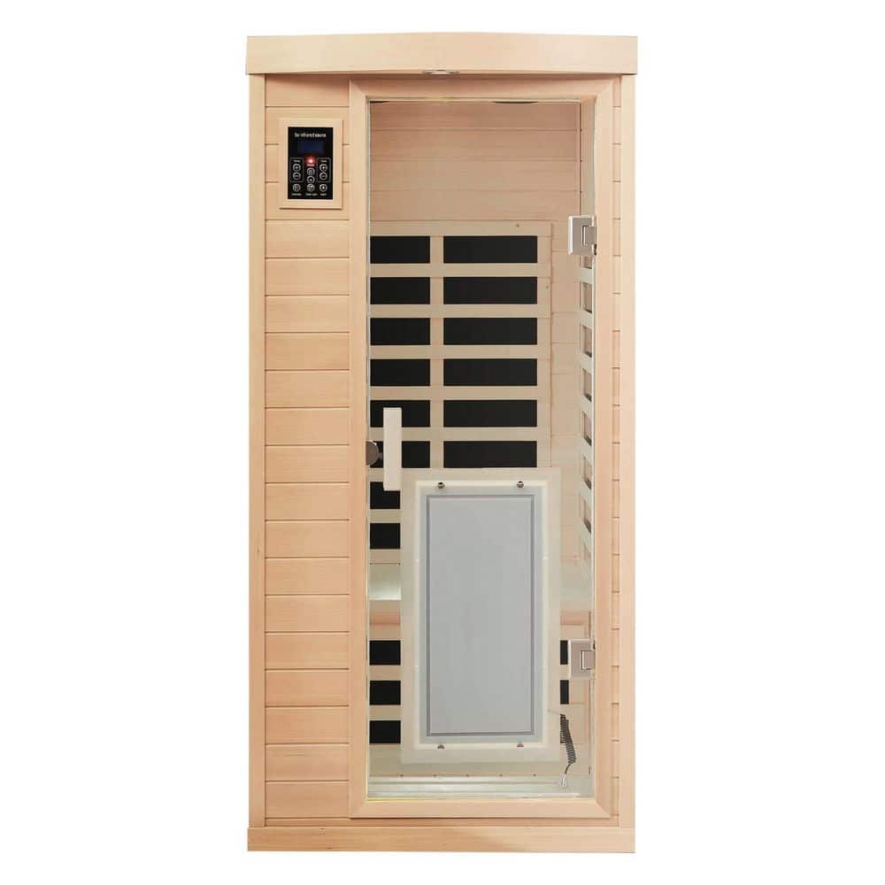 LIVACA Hemlock 1-Person Far Infrared Sauna with 8 Heating Panels, LCD ...