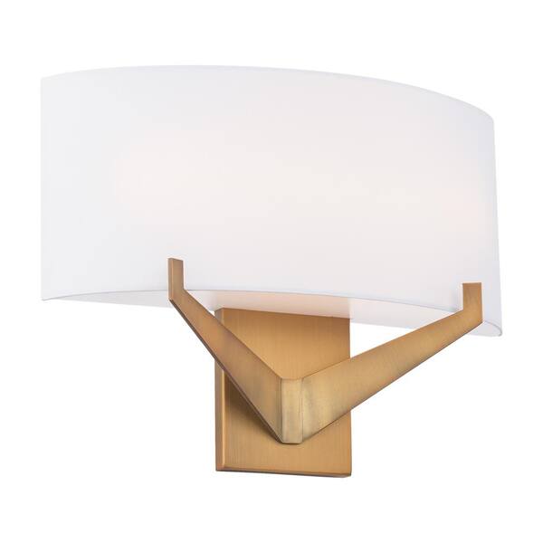 WAC Lighting Fitzgerald 16 in. 1-Light Aged Brass LED Wall Sconce with ...