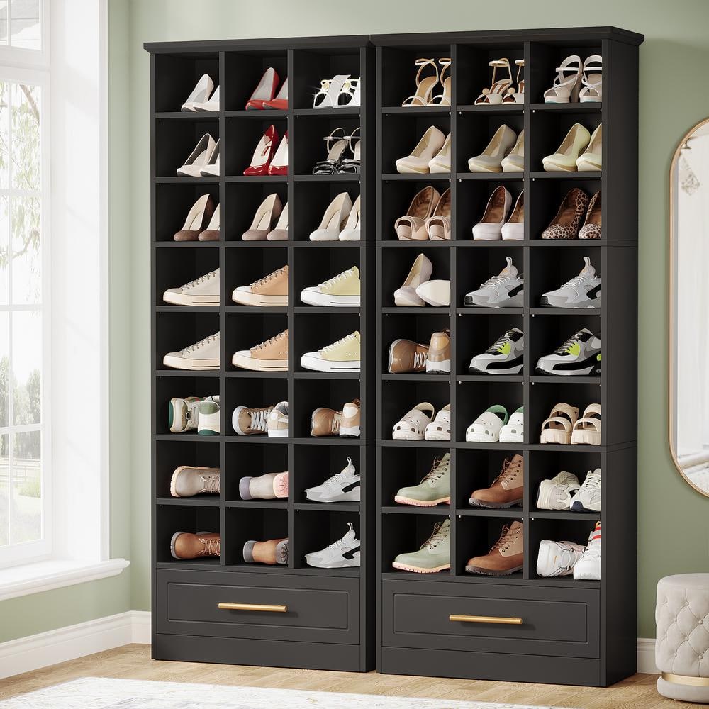 BYBLIGHT 70.86 in. H x 25.6 in. W Black 24-Pairs Tall Shoe Storage ...