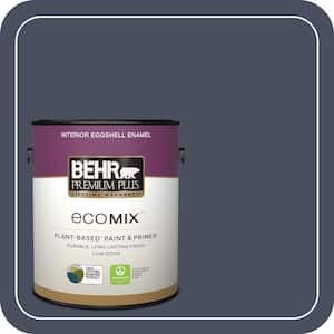 BEHR PREMIUM PLUS 1 qt. #S510-7 Dark Denim Eggshell Enamel EcoMix Plant ...