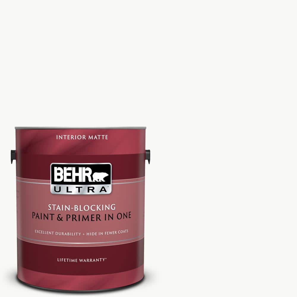 BEHR ULTRA 1 gal. Ultra Pure White Matte Interior Paint and Primer in ...