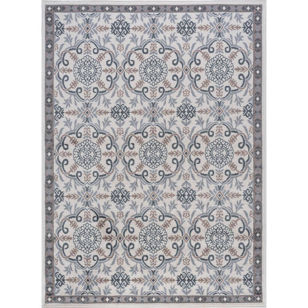 Tayse Rugs Hampton Brocade Cream 4 ft. x 6 ft. Indoor Area Rug HMP3817 ...