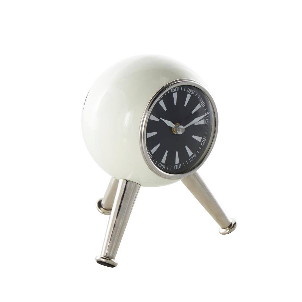 Litton Lane Silver Metal Orb Clock with Black Clockface and Silver ...