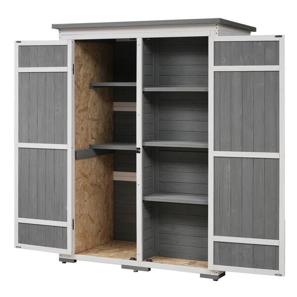 GOGEXX 5.5ft Hx4.1ft L Wood Storage Shed Garden Lockable Tool Cabinet ...