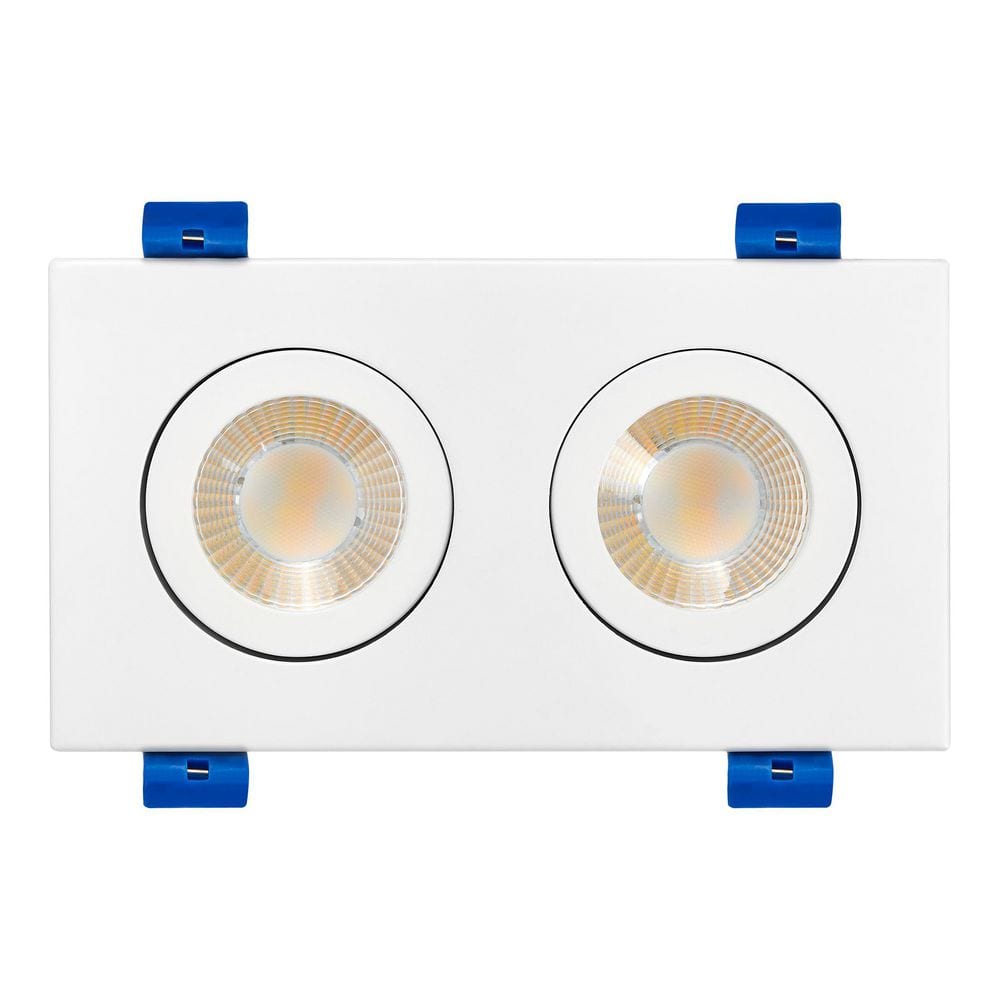 Maxxima 2 in. 2 Head LED Slim Square Recessed Floating Gimbal Downlight ...