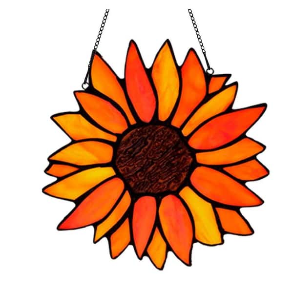 Orange Sun Flower Suncatcher Stained Glass Window Hangings YYD6-256 ...