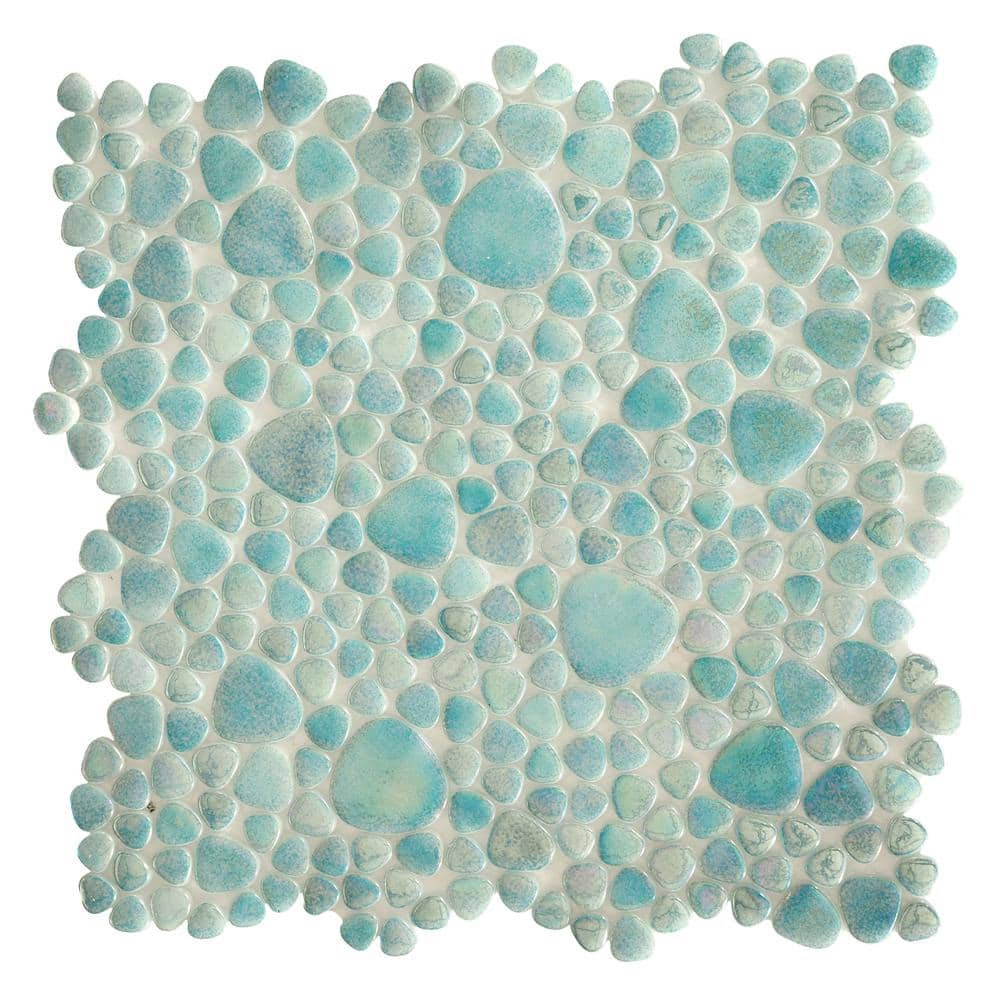 The Tile Doctor 6 in. x 6 in. Enduring Teal Glass Tile Love Glossy ...