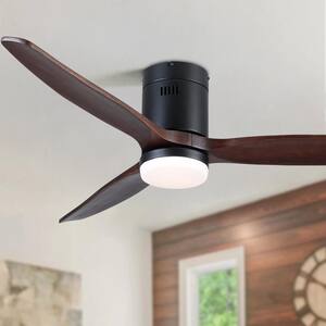 YUHAO 52 in. Integrated LED Indoor Light Brown Wooden Grain Modern ...