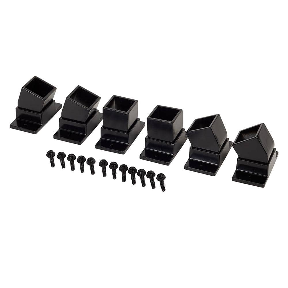 FORTRESS Athens Gloss Black Aluminum Fence Swivel Mount Bracket (6-Pack ...