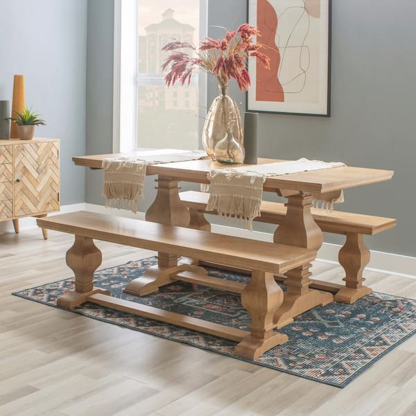 Powell Company Reeser Rustic Honey Brown Wood 66.8 in. Double Pedestal Dining Table Seats 6 HD1439DT19 The Home Depot