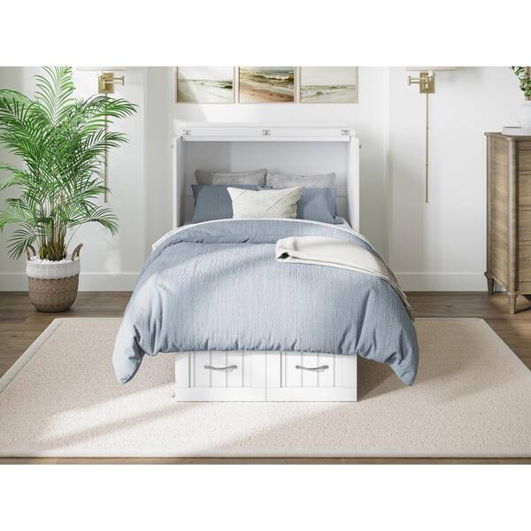 AFI Nantucket Murphy Bed Twin White Chest with Charging Station and Coolsoft Mattress AC592142 The Home Depot