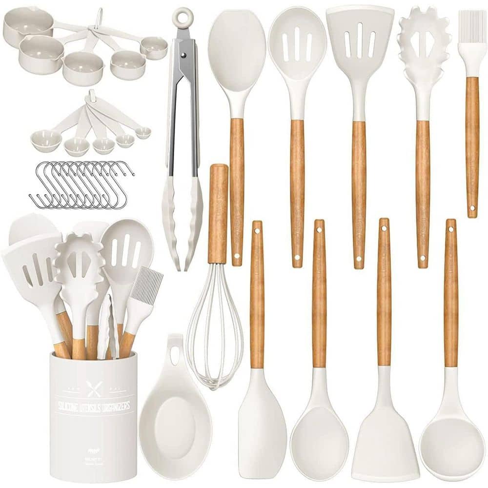 Wudkey 33-Piece Kitchen Cooking Utensils Set, Non-Stick Silicone ...