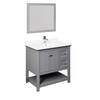 Fresca Manchester 36 in. W Bathroom Vanity in Gray with Quartz Stone ...