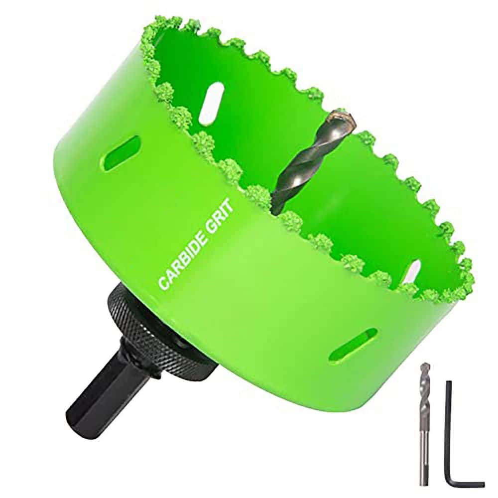 4-1/4 Carbide Grit Hole Saw for 4 in. Recessed Lights Cuts Stucco Plaster Drywall Cement Board 1 ...