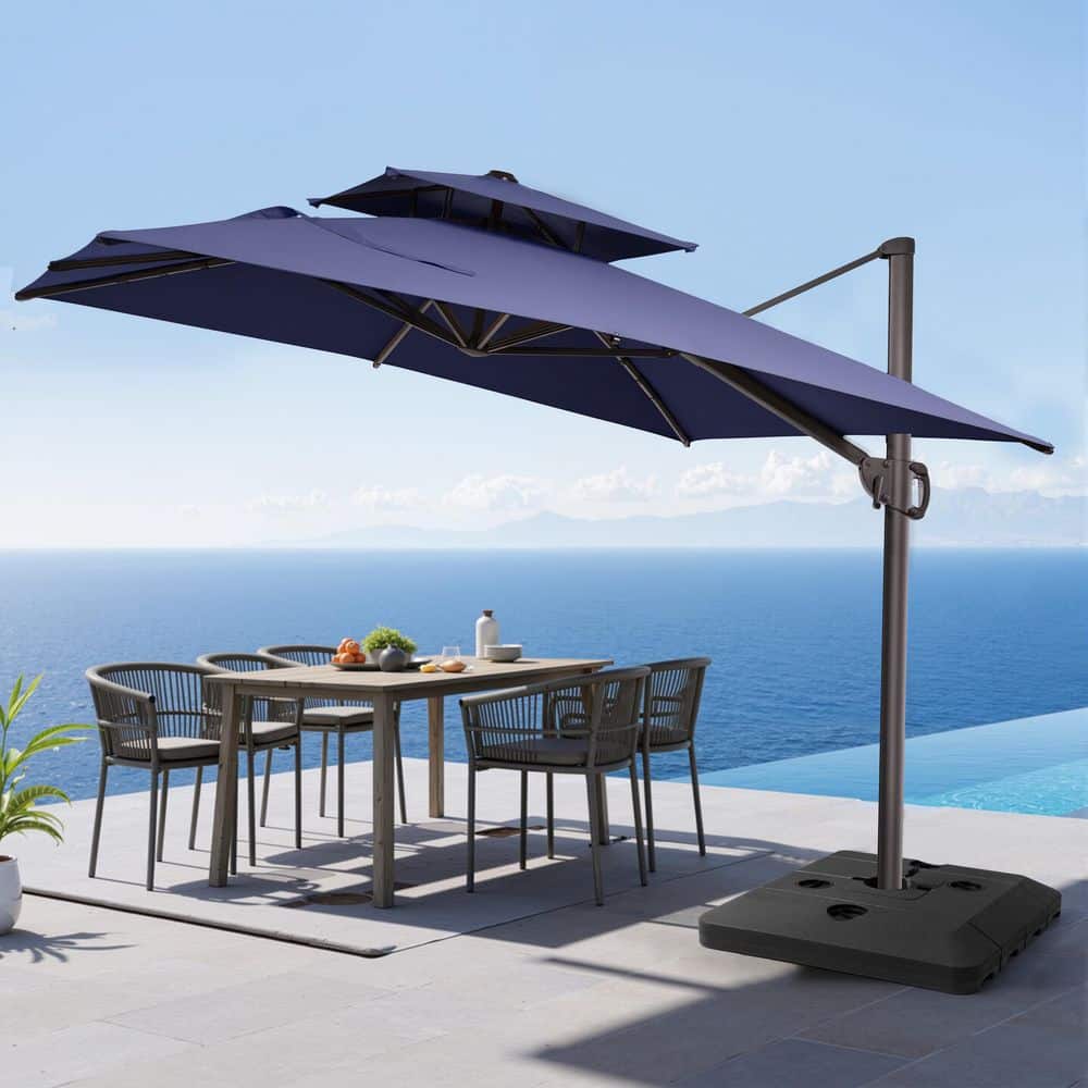 Pellebant Double Top 11 ft. x 9 ft. Aluminum 360° Rotation Cantilever ...