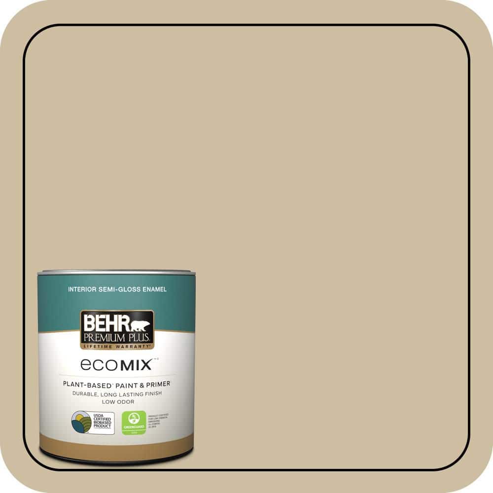 BEHR PREMIUM PLUS 1 qt. #PPU8-10 Rye Bread Semi-Gloss Enamel EcoMix ...