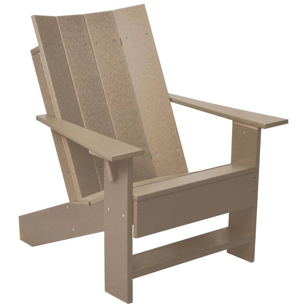WILDRIDGE Contemporary Weathered Wood Plastic Outdoor Adirondack Chair ...