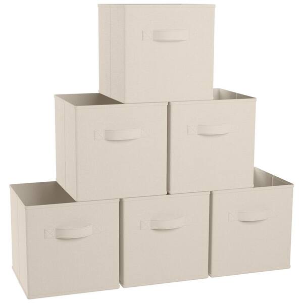 Ornavo Home 11 x 11 x 11, Beige Cube Storage Bin 6 Pack 6PK-BIN-11-11 ...