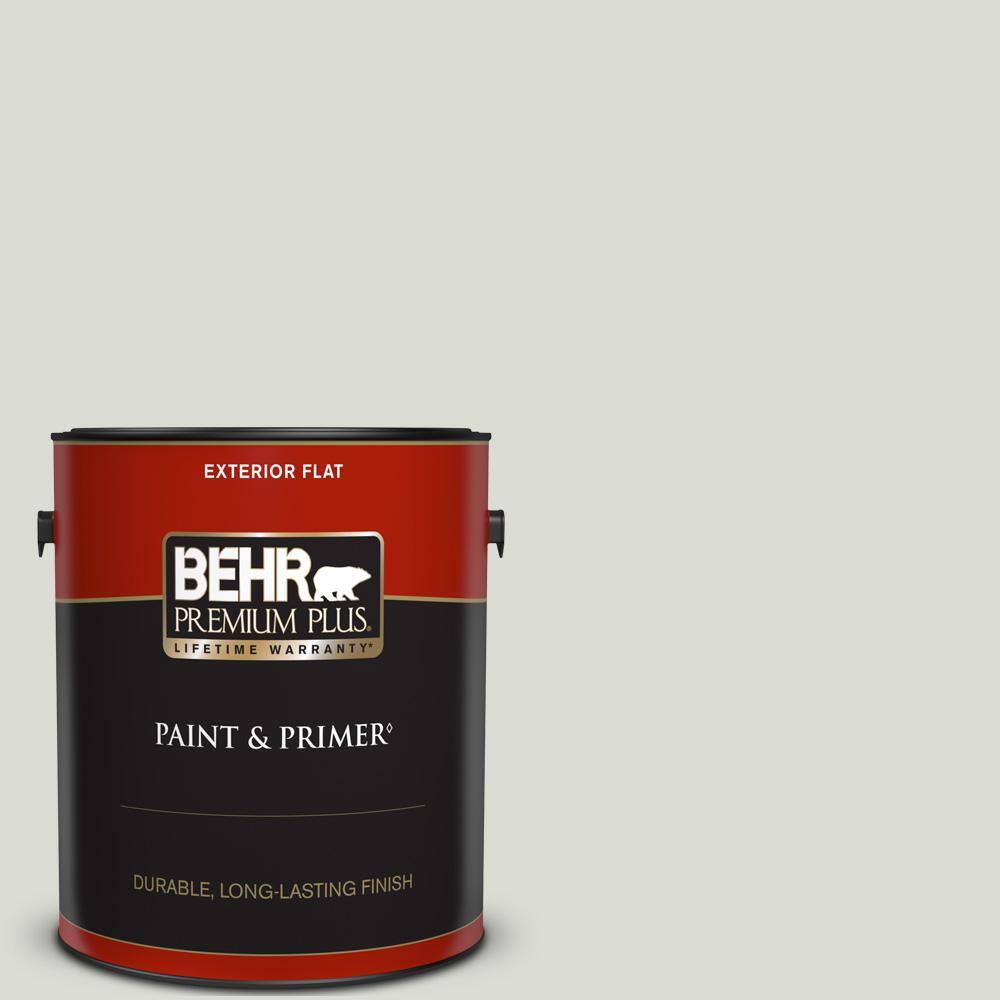 BEHR PREMIUM PLUS 1 gal. #BWC-29 Silver Feather Flat Exterior Paint ...