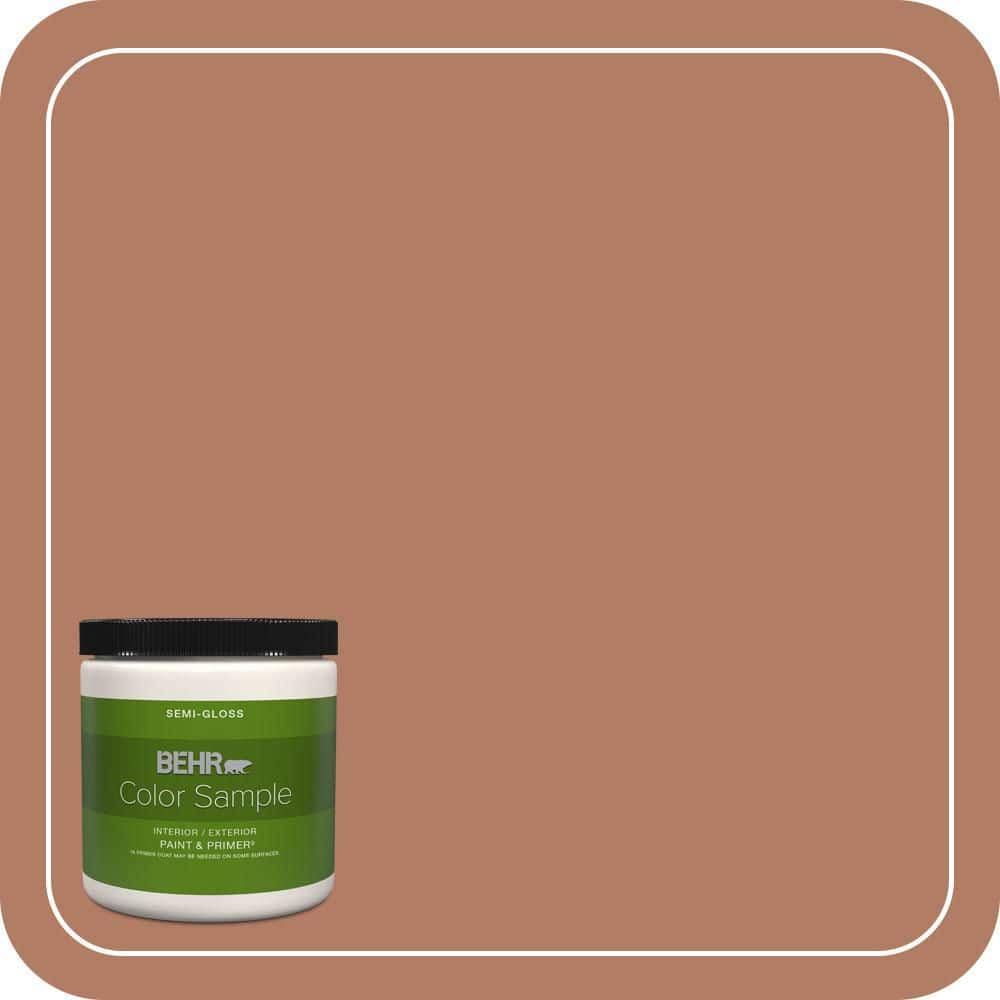 BEHR PREMIUM PLUS 8 oz. #PMD-84 Pecan Semi-Gloss Interior/Exterior ...